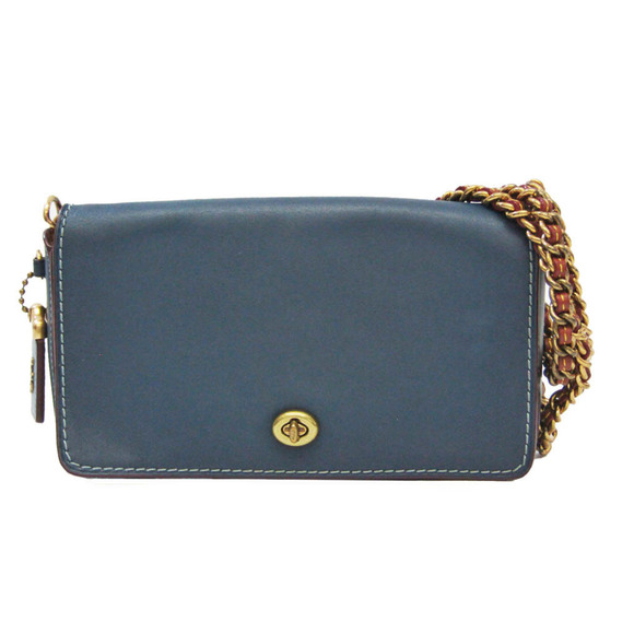 Coach | Bags | Coach Dinky 225 Womens Leather Shoulder Bag Gray Navy ...